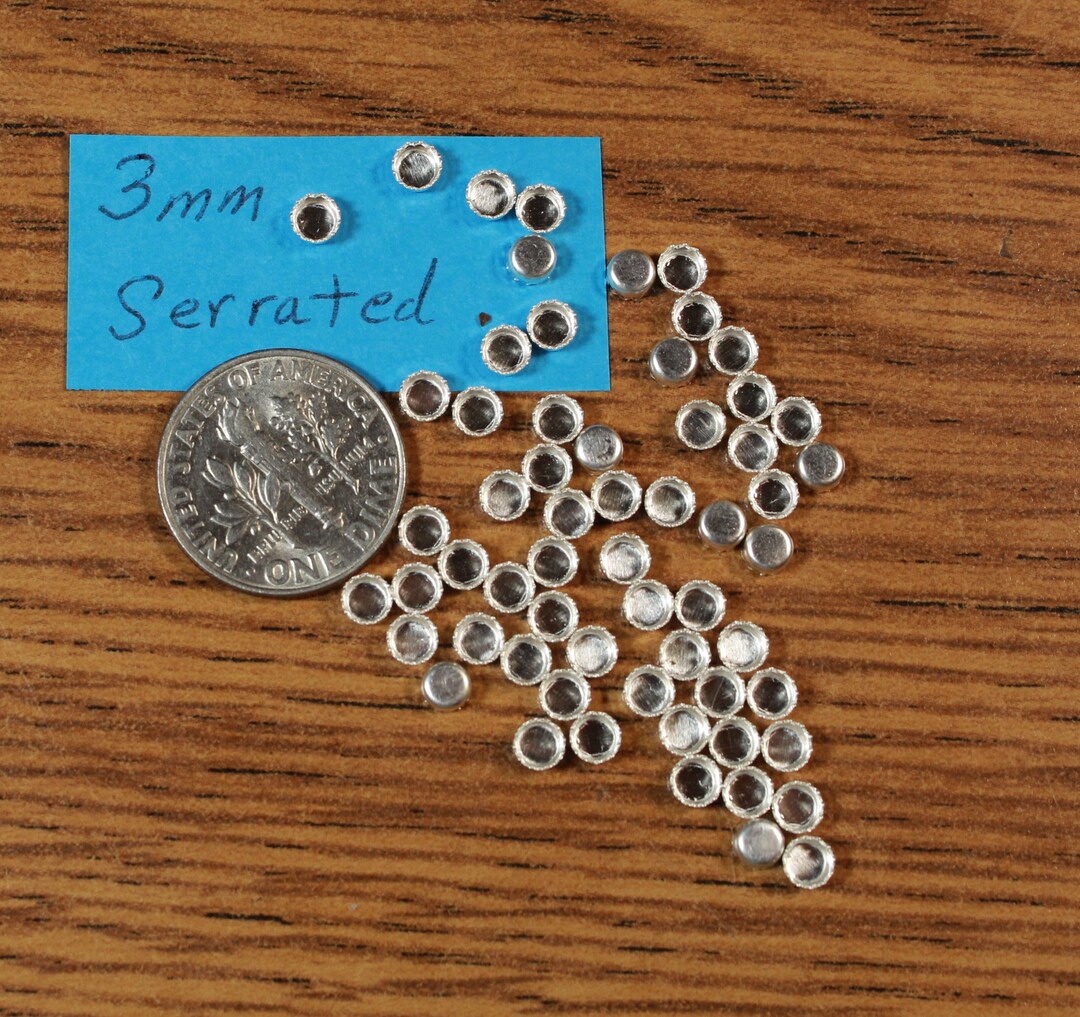 3mm Round SERRATED Bezel Cups Lot of 10 Sterling Silver Bezel USA Saw ...