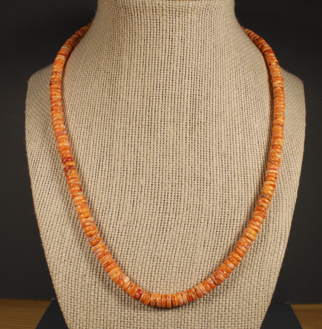 Spiny Oyster Beads 18" Necklace Sterling Cones Catch - Etsy