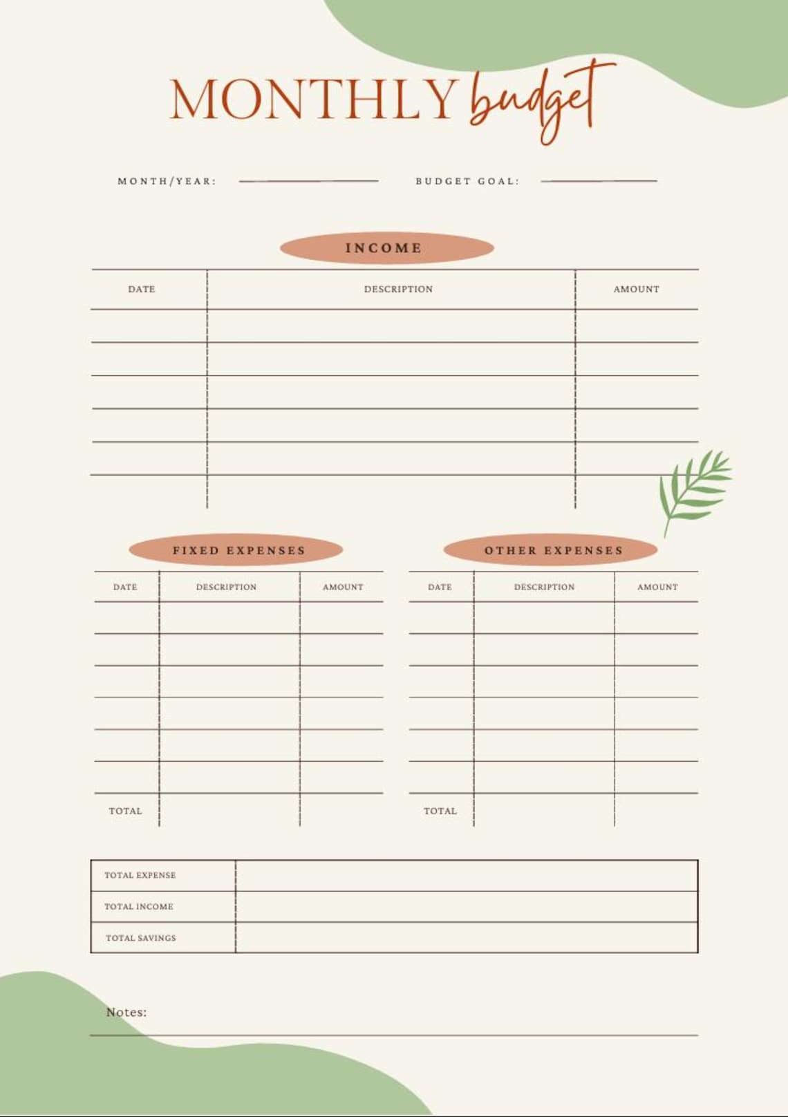 Monthly Budget Planner | Aesthetic Printable Budget Sheet | Personal ...