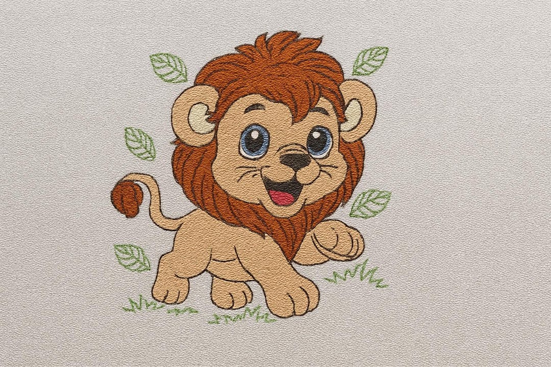 Cute Baby Lion Embroidery Design – Jungle Safari Animal Pattern for ...