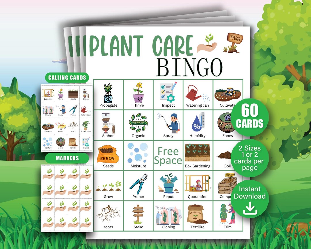 60 Plant Care Bingo Cards, Gardening Bingo, Garden Party Bingo Cards ...