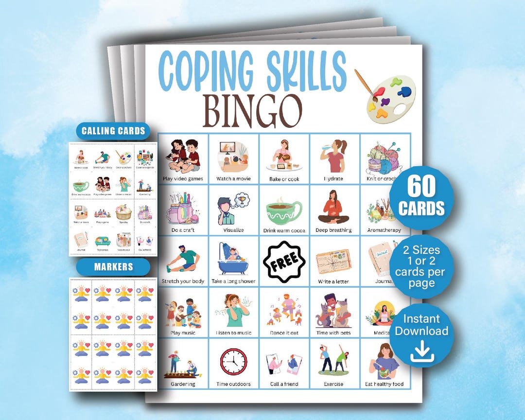 Coping Skills Bingo Game, 60 Mindfulness Bingo Cards, Classroom SEL ...
