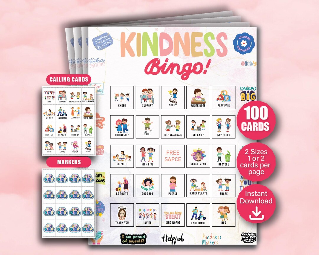 Kindness Bingo Game, Kindness Bingo Cards, Random Acts of Kindness ...