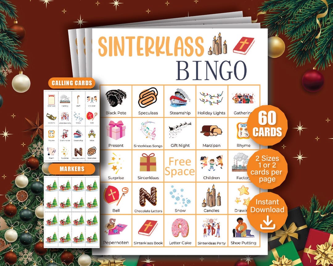 60 Sinterklaas Bingo, Sinterklaas Game, Gift Evening Party, Christmas ...
