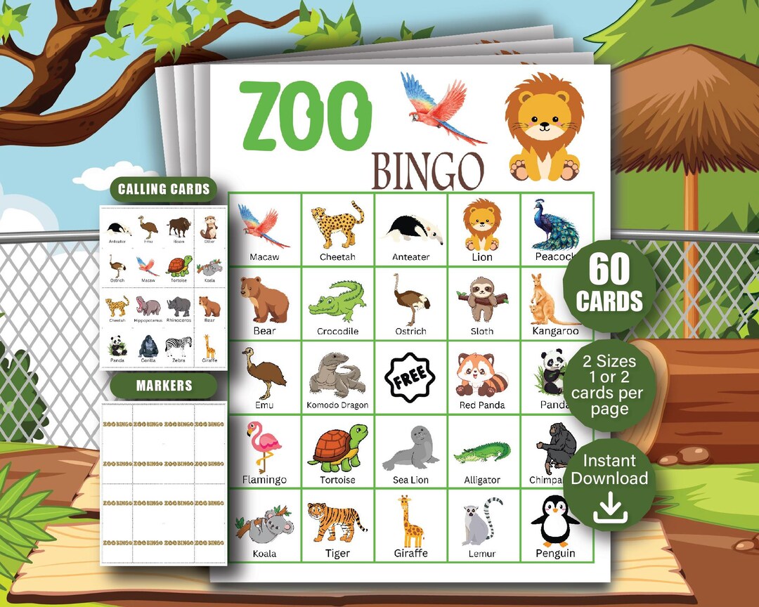 Zoo Bingo Game, Animal Bingo, Zoo Bingo Cards, Zoo Animal Game, Animal ...