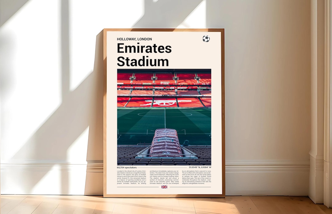 Emirates Stadium Print, Football Stadium Print, Stadium Poster, Gift ...