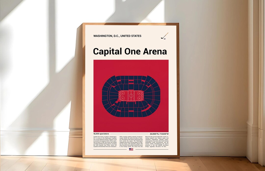 Washington Capitals Poster, Capital One Arena Print, Mid Century Modern ...