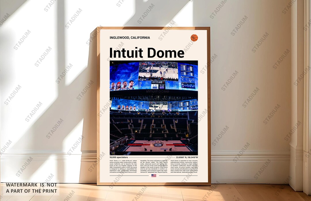 Intuit Dome Poster, Los Angeles Clippers Poster Print, NBA Arena Poster ...