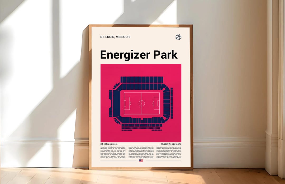 St. Louis City SC Poster, Energizer Park Stadium Print, Mid Century ...