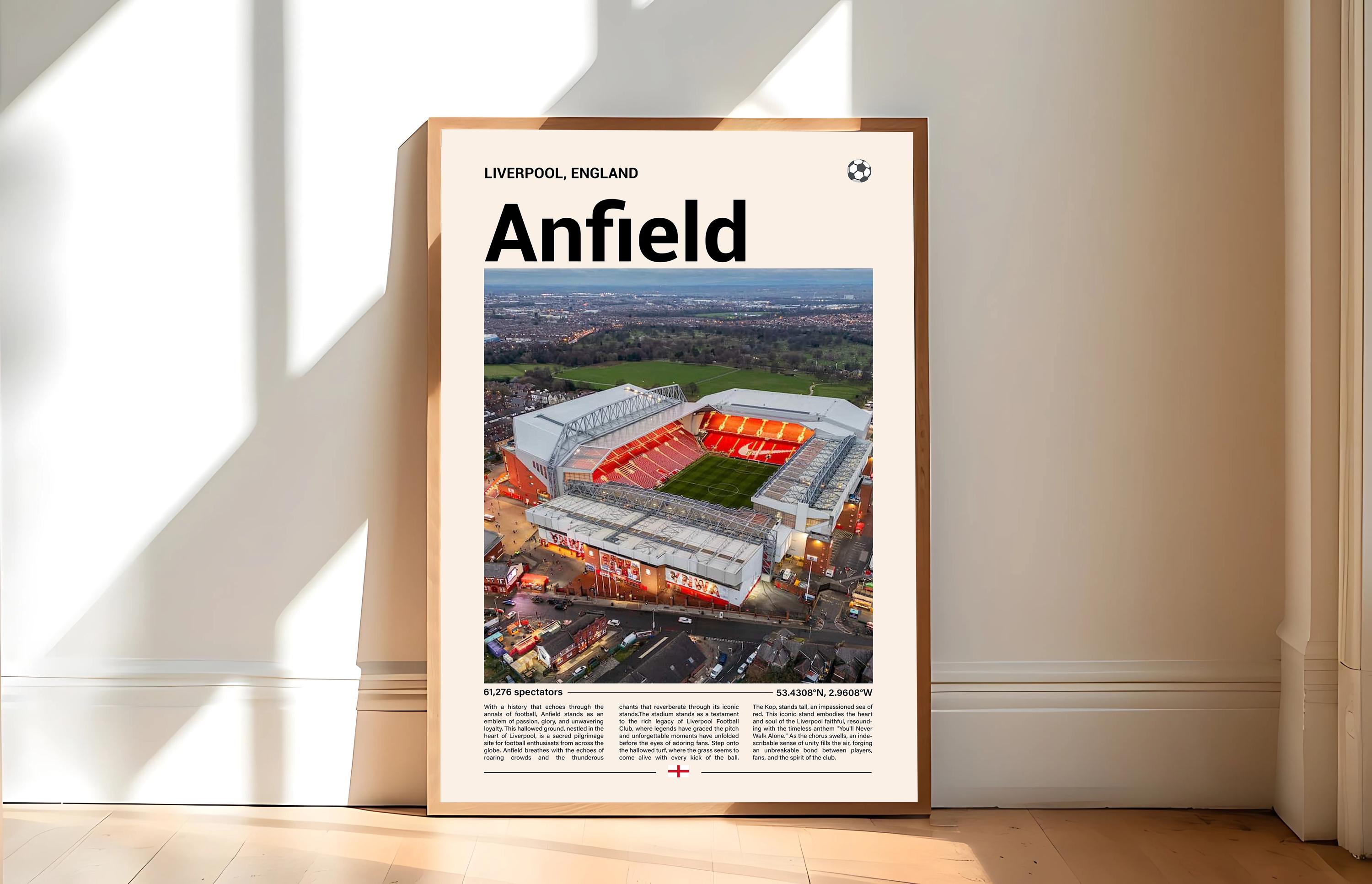 Anfield Print, Liverpool FC Gifts, Liverpool Poster, Liverpool FC Print ...