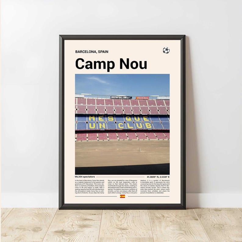 Camp Nou Stadium Print, Football Stadium Print, Stadium Poster, Gift ...