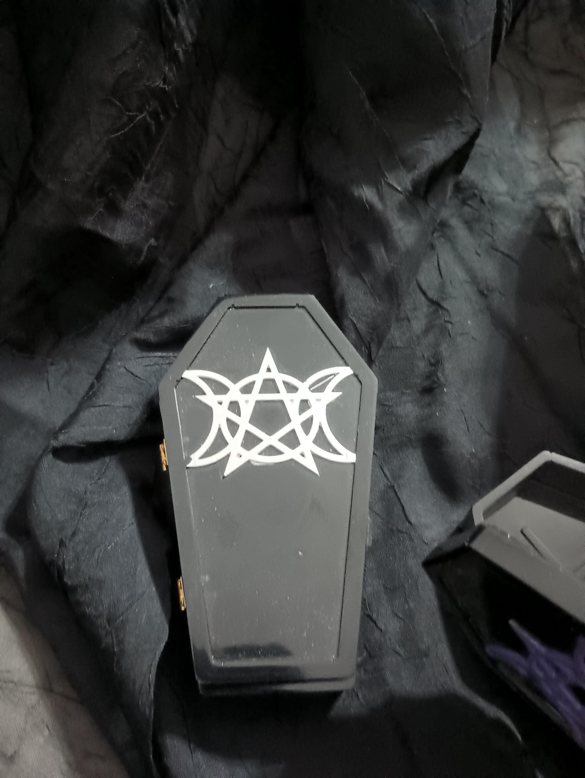 Wiccan Coffin Box Black With White Design - Etsy