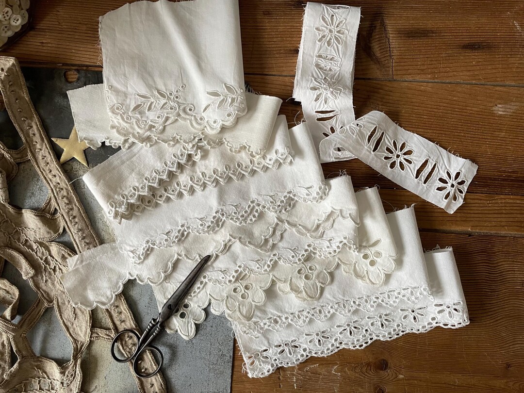Antique FRENCH Eyelet Trims Handmade Embroideries Eyelet Borders - Etsy