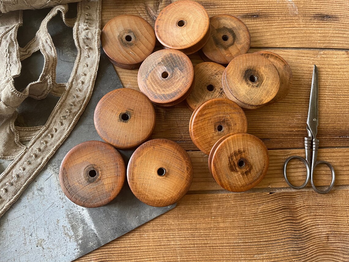 Old French Wooden Bobbins Spools Set of 3 Spools - Etsy