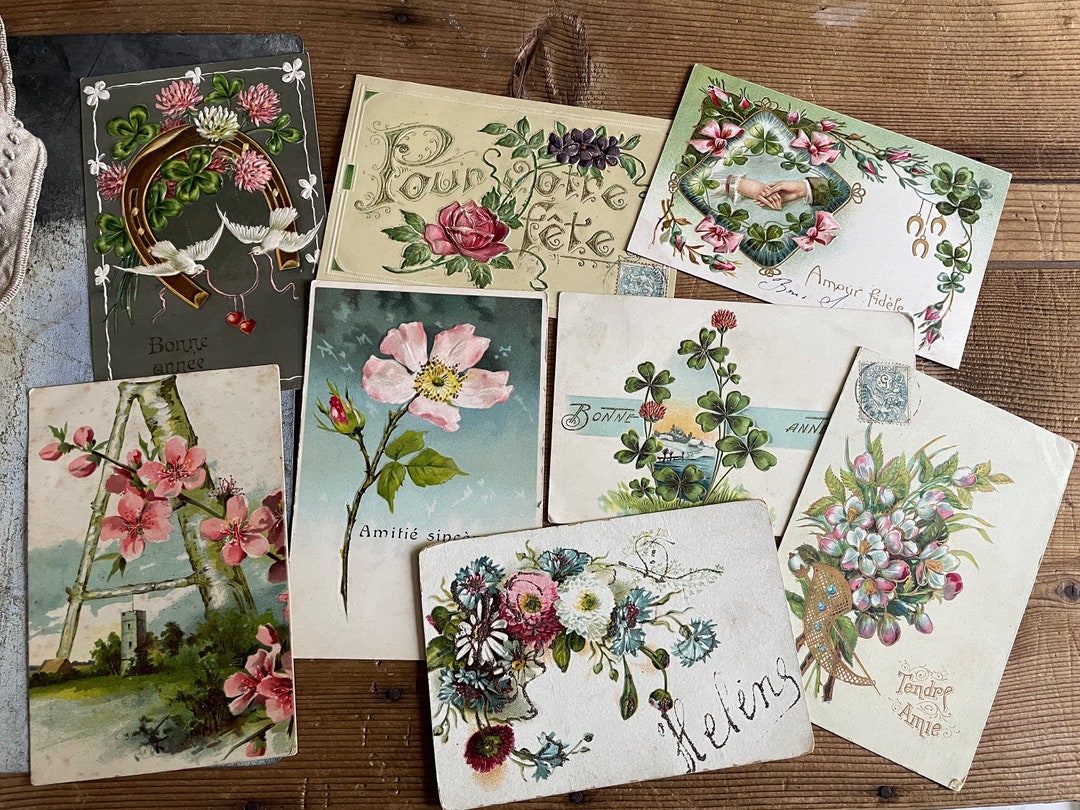 Vintage 1900s French Postcards Flowers Colors Postcards Set of 8 - Etsy