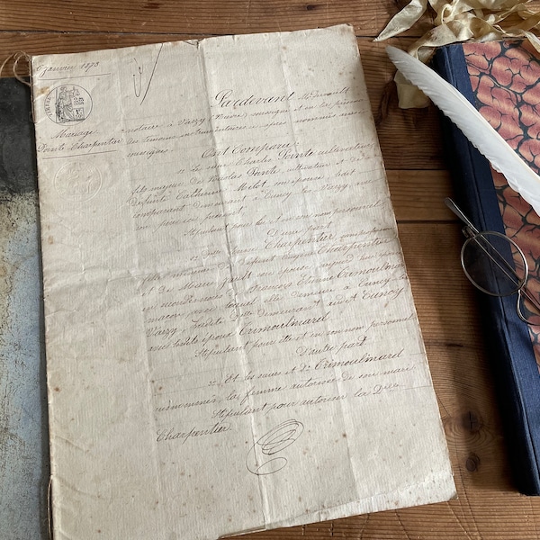 Antique French Document - Etsy