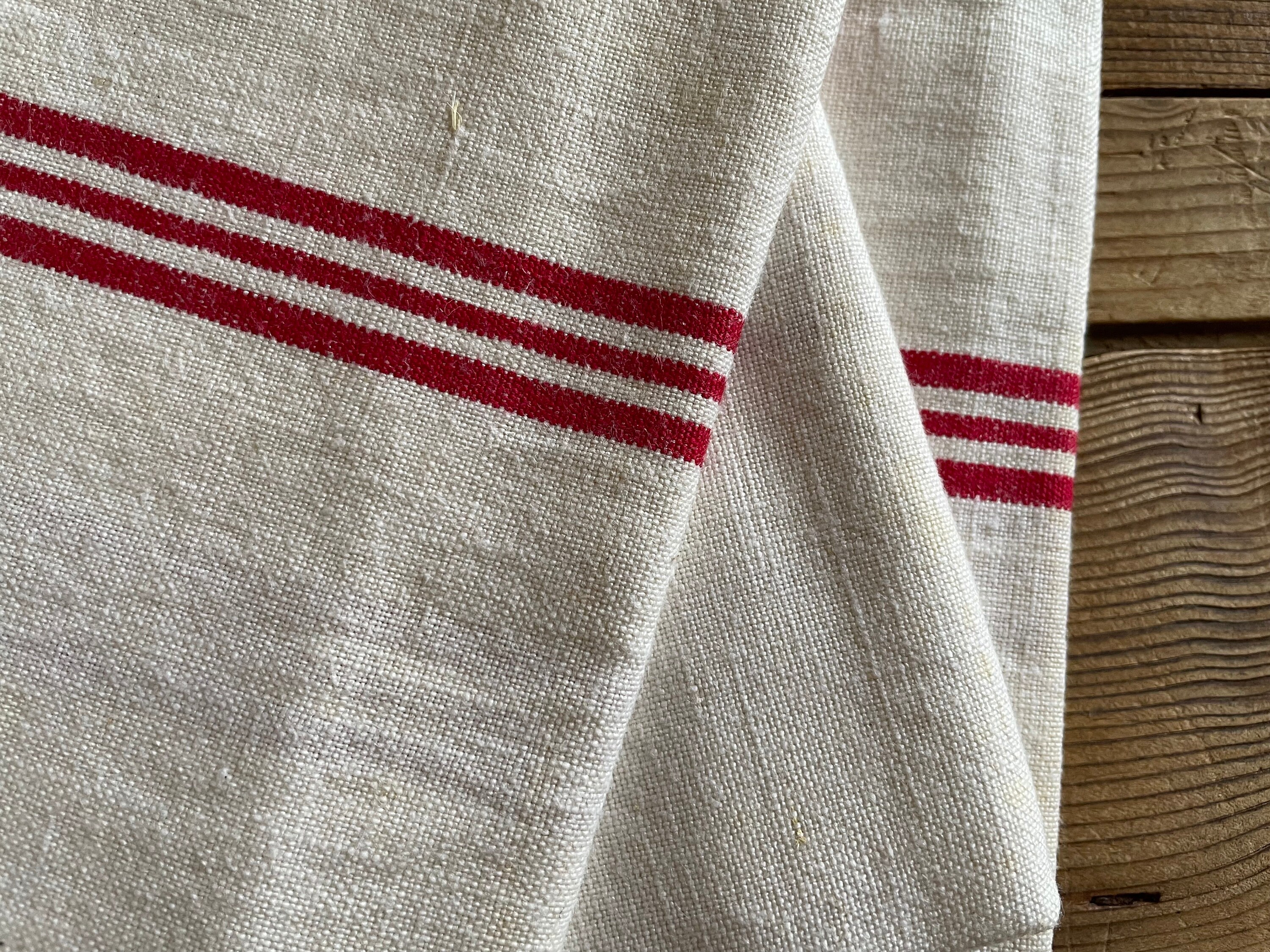Vintage FRENCH Linen & Cotton Unused Tea Towel Kitchen Cloth Monogram ...