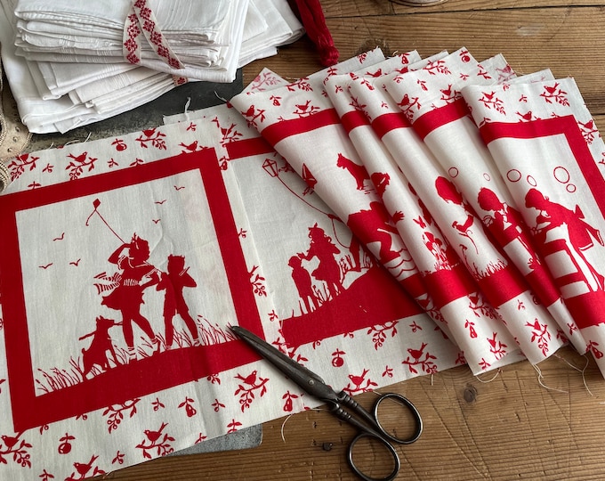 Printed Fabric Square Patchwork Children Patterns Red - Etsy