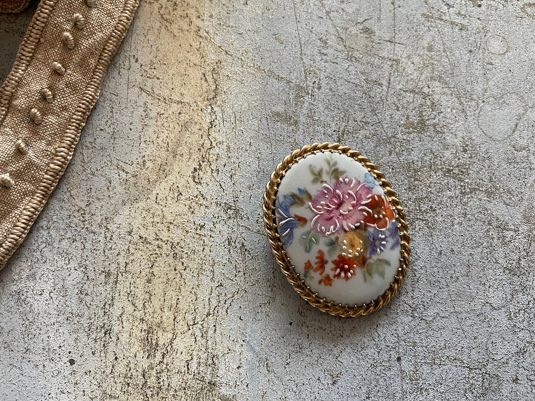Vintage French Limoges Porcelain Brooch Medallions - Etsy