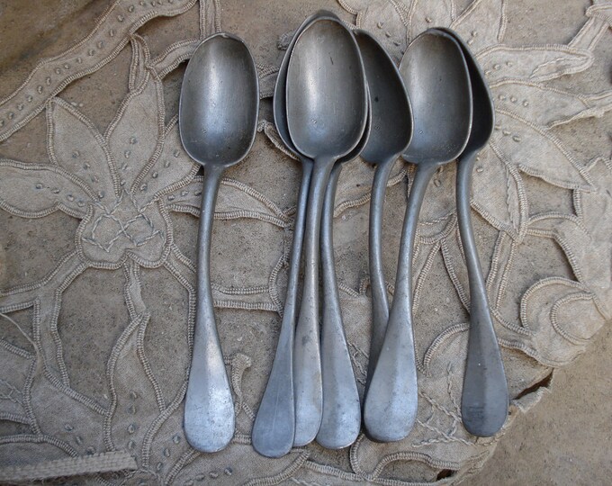 Antique French Pewter Spoons Primitive Decor - Etsy