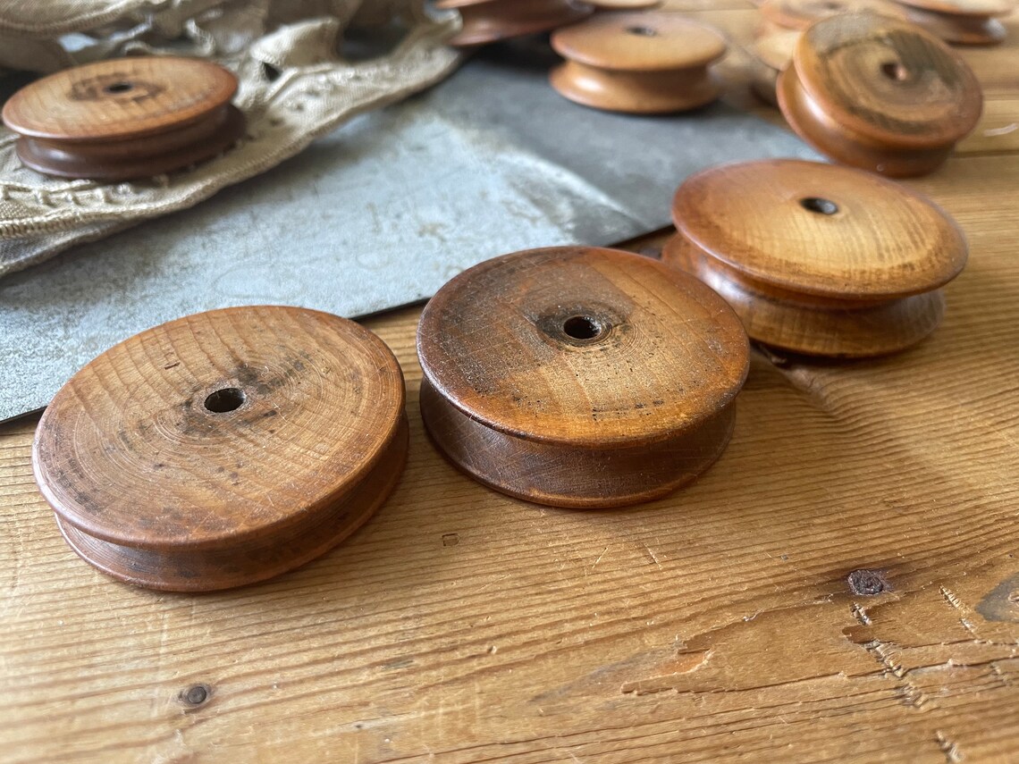 Old French Wooden Bobbins Spools Set of 3 Spools - Etsy