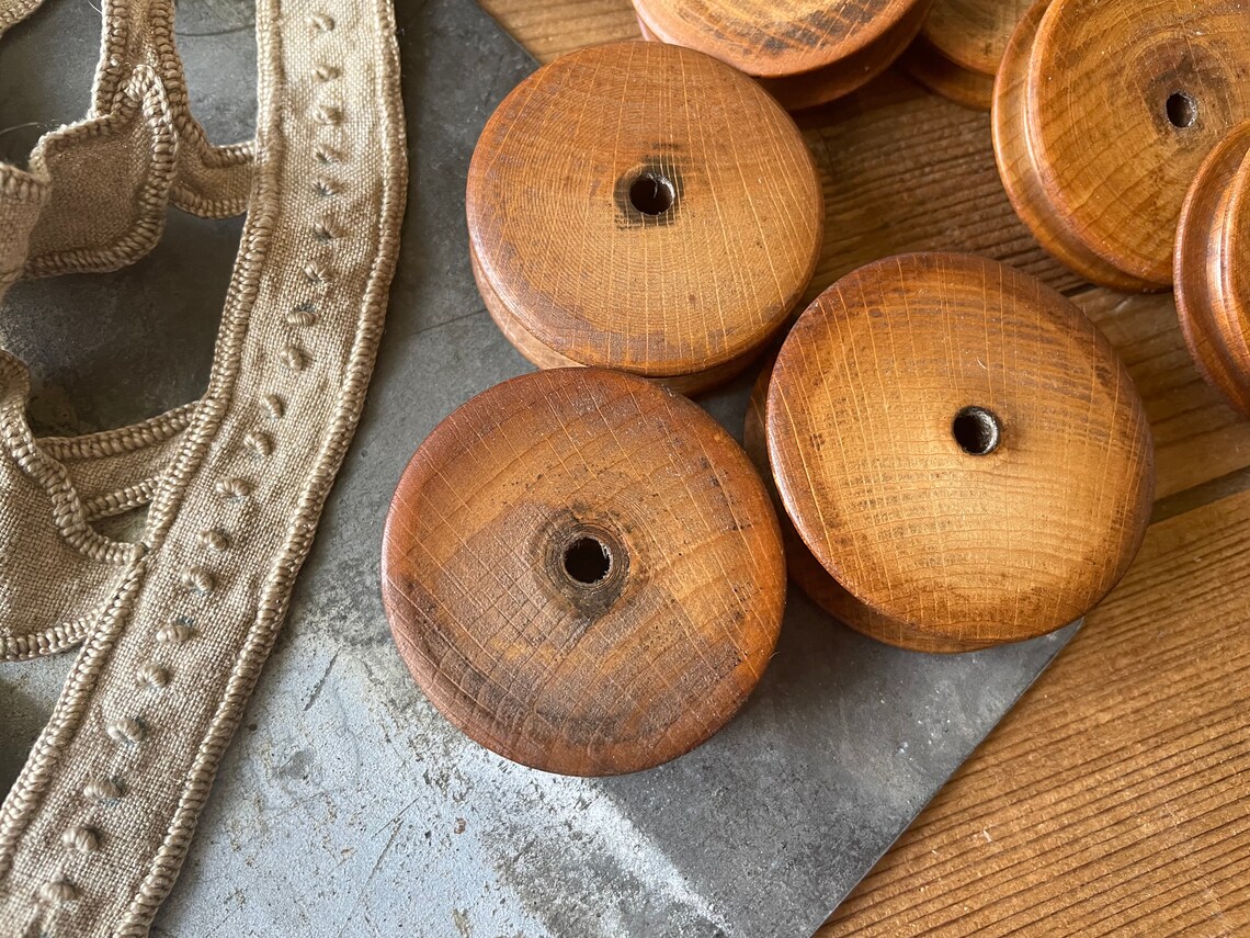 Old French Wooden Bobbins Spools Set of 3 Spools - Etsy