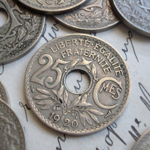 5 Antique French Francs 25 Centimes Coins 1920s 1930s - Etsy