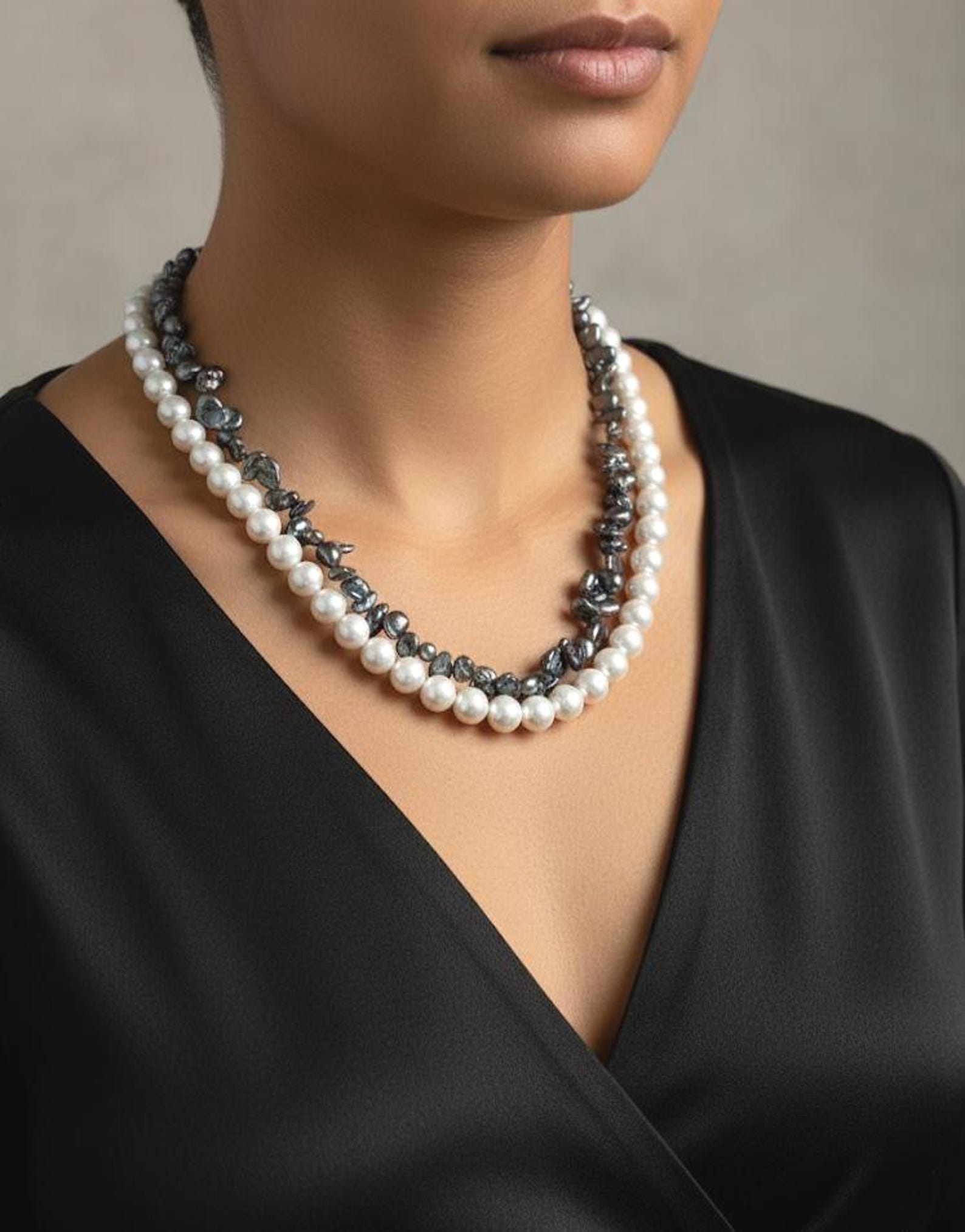 Multi-layer Tahitian Baroque Pearl Necklaces – Handmade Adjustable ...