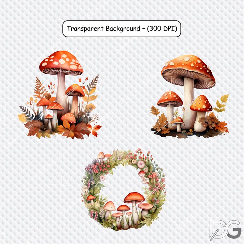 Watercolor Autumn Mushroom Clipart Bundle: Woodland Animals, Fall ...