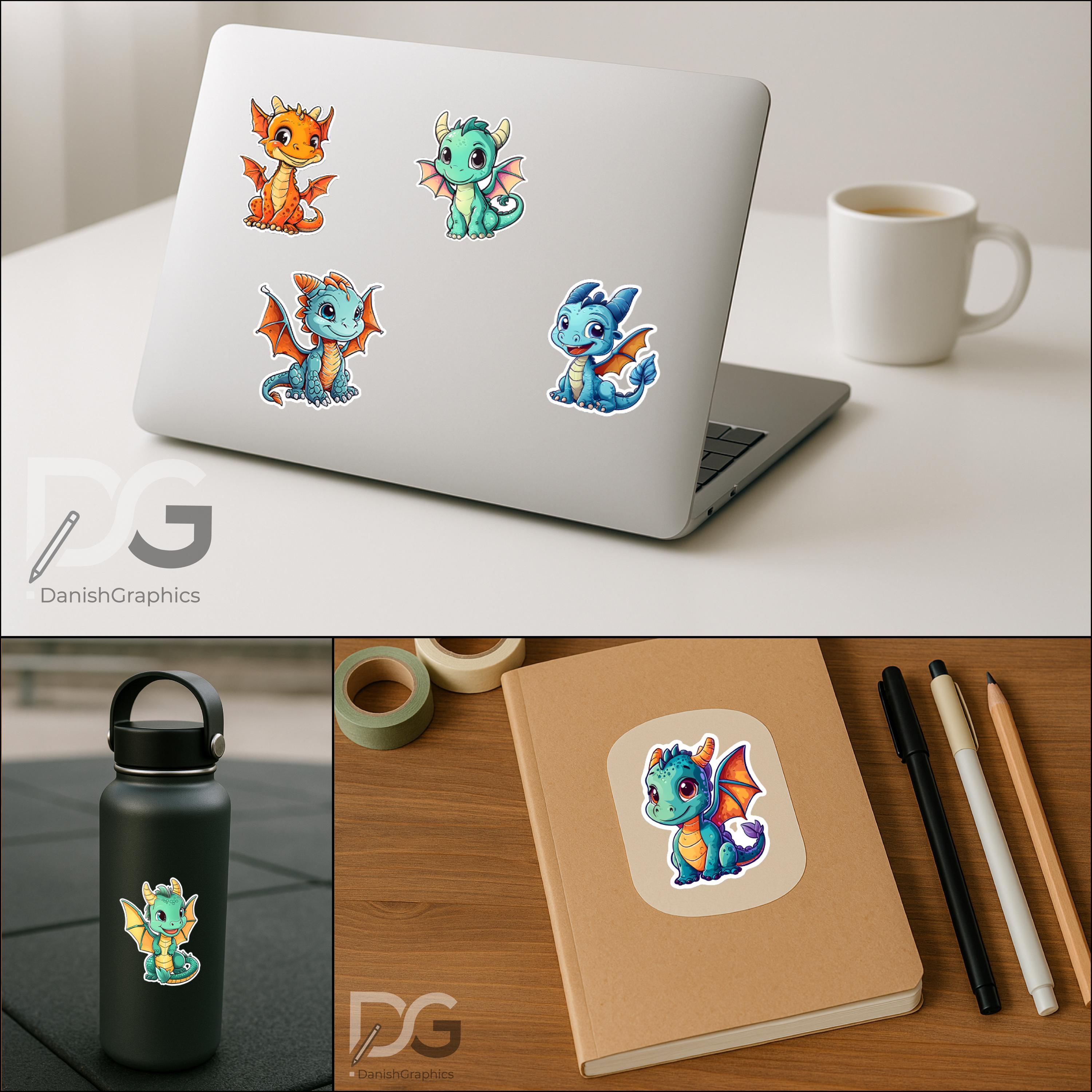 Kawaii Baby Dragon Stickers, Printable Clipart, Scrapbooking (PNG) - Etsy