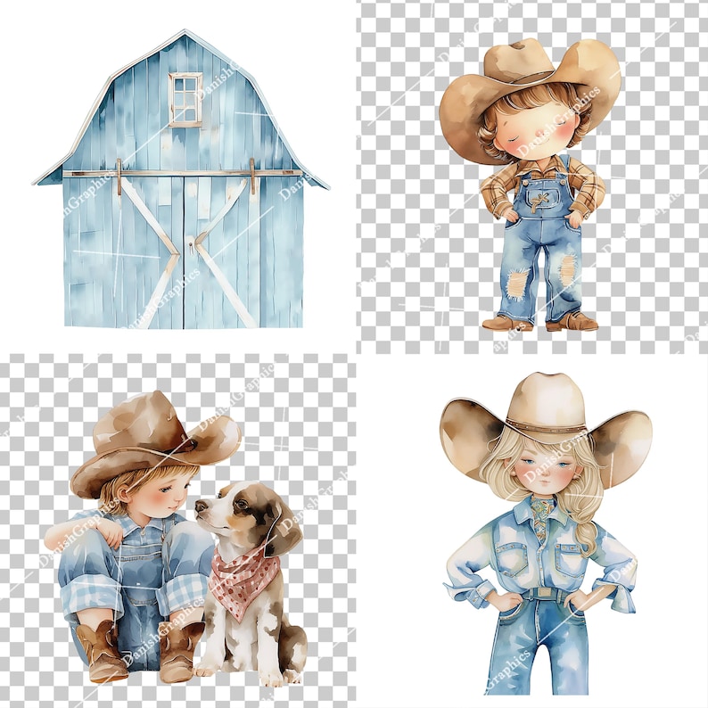 Cute Cowboy Clipart Bundle, Western PNG Graphics (digital Download) - Etsy