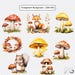 Watercolor Autumn Mushroom Clipart Bundle: Woodland Animals, Fall ...