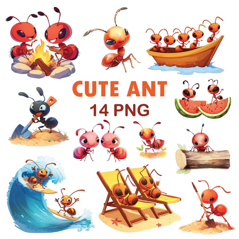 Cute Ant Watercolor Clipart, Summer Insects PNG (digital Download) - Etsy