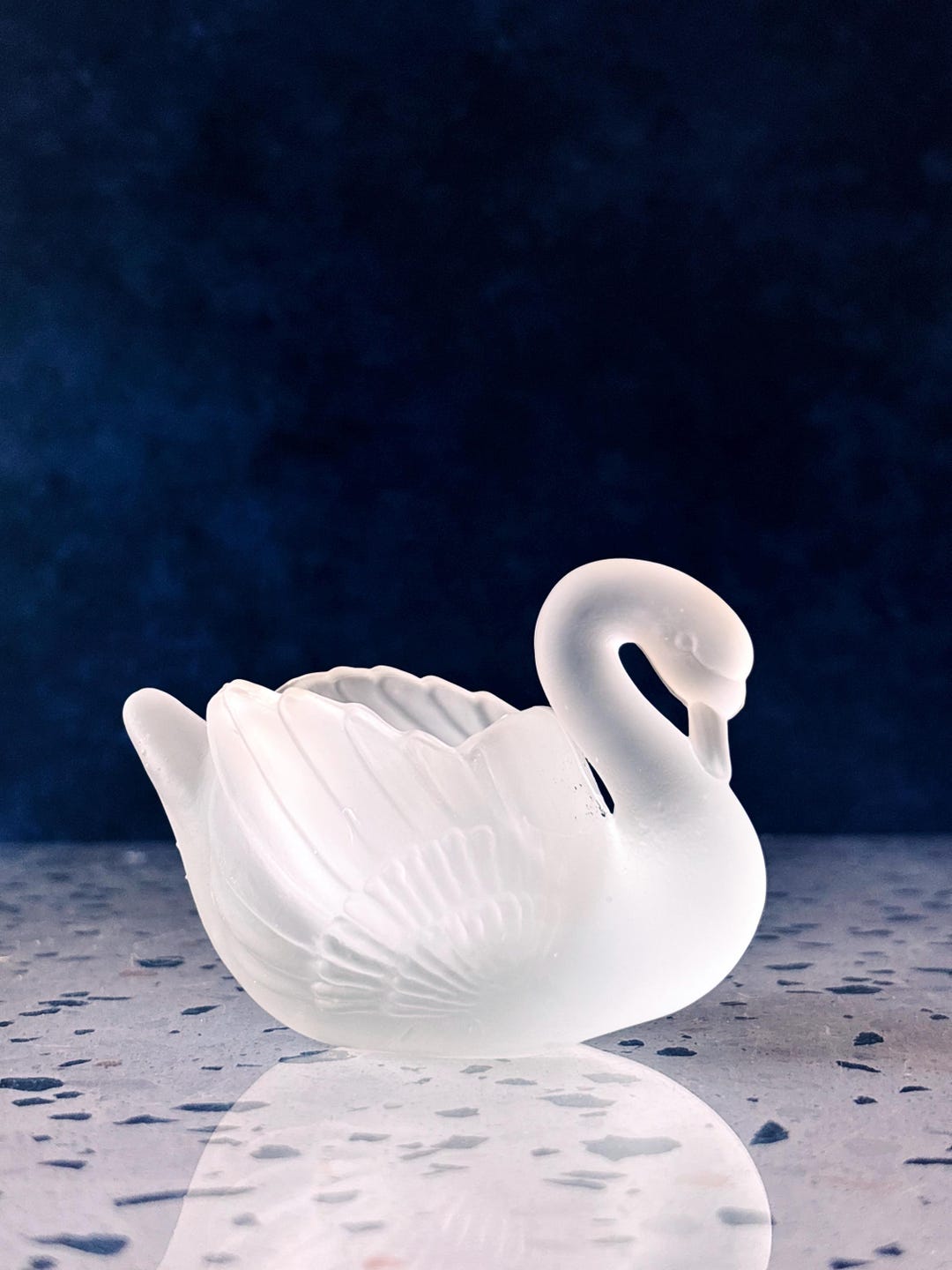 Vintage Frosted Satin Clear Glass Swan Shaped Toothpick or Matchstick ...
