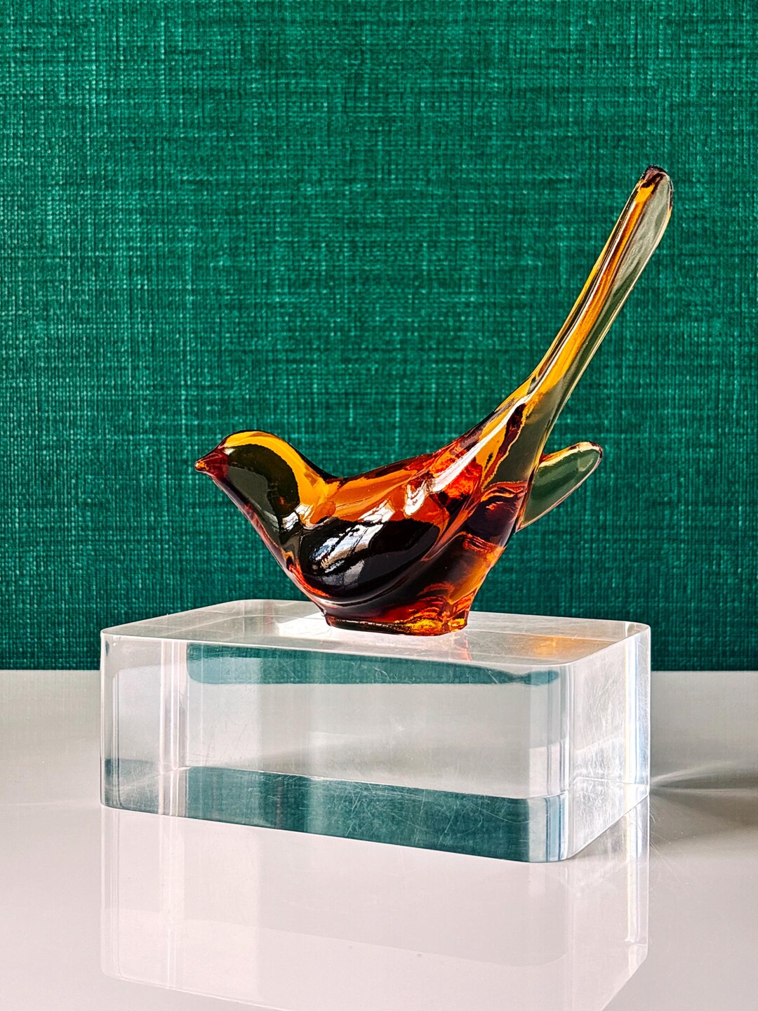 Fenton Solid Amber Glass Bird of Happiness Figurine or Paperweight 5.0 ...