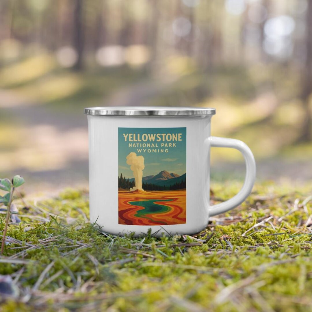 Yellowstone National Park Enamel Camper Mug, Hiking & Camping Coffee ...