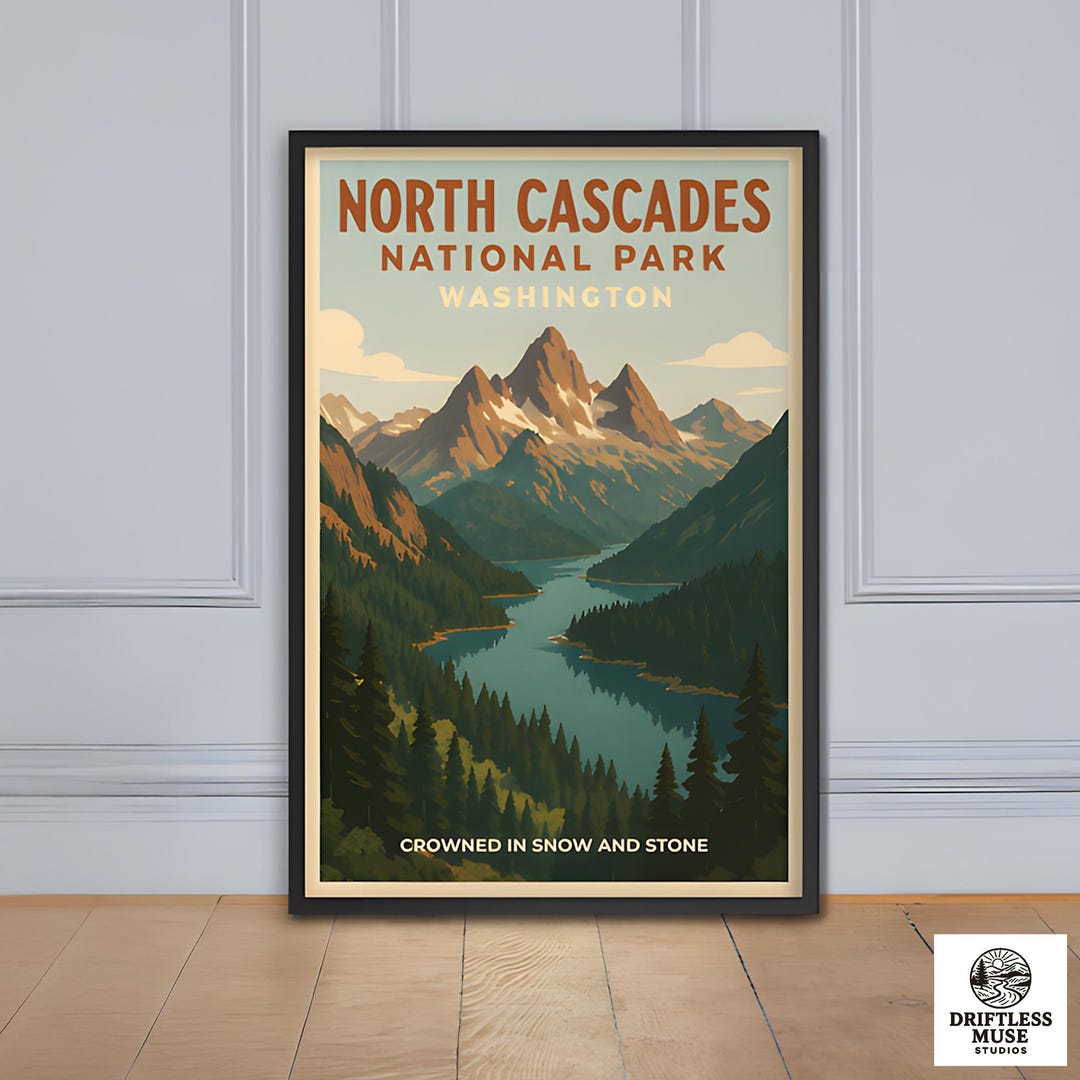 Framed North Cascades National Park Poster: Washington Travel Art - Etsy