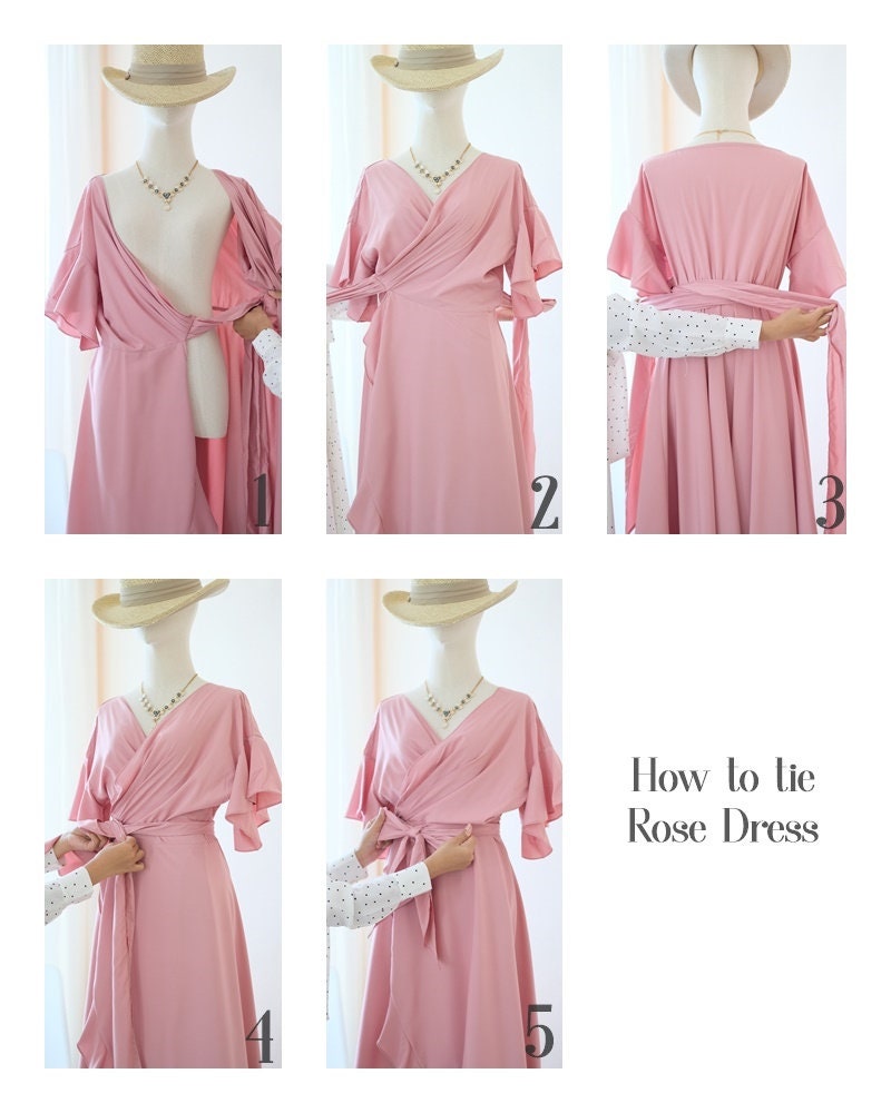 Pink Blush Wrap Dress Midi Bridesmaid Dress Drop - Etsy