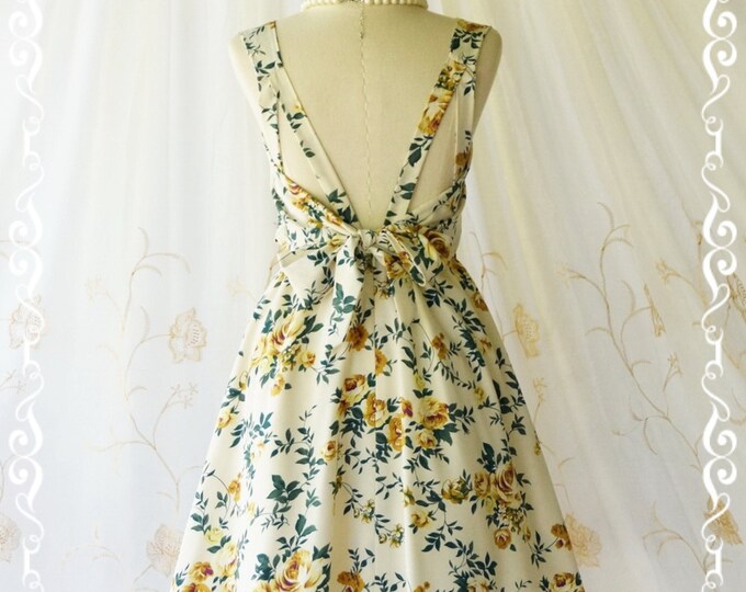 A Party V Shape Dress Green/gold Floral Sundress Floral - Etsy