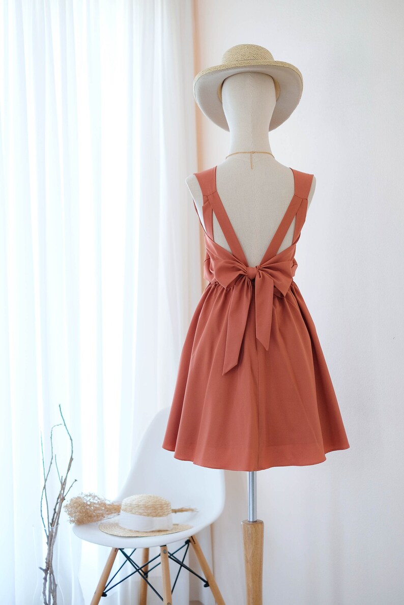 Rustic Orange Copper Bridesmaid Dress Short Summer Dress - Etsy
