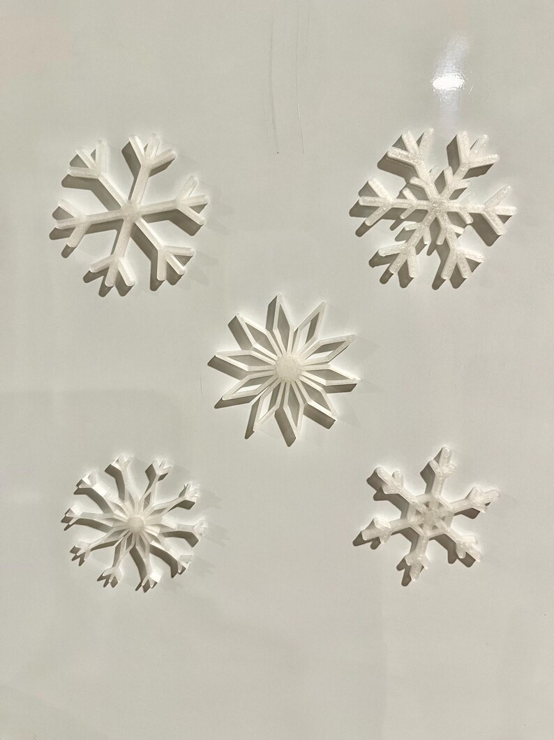 Snowflake Fridge Magnets – Set of 5, Winter Refrigerator Magnets ...