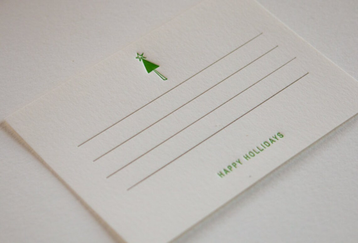 Letterpress Holiday Note Card christmas Tree Small Card, Christmas ...