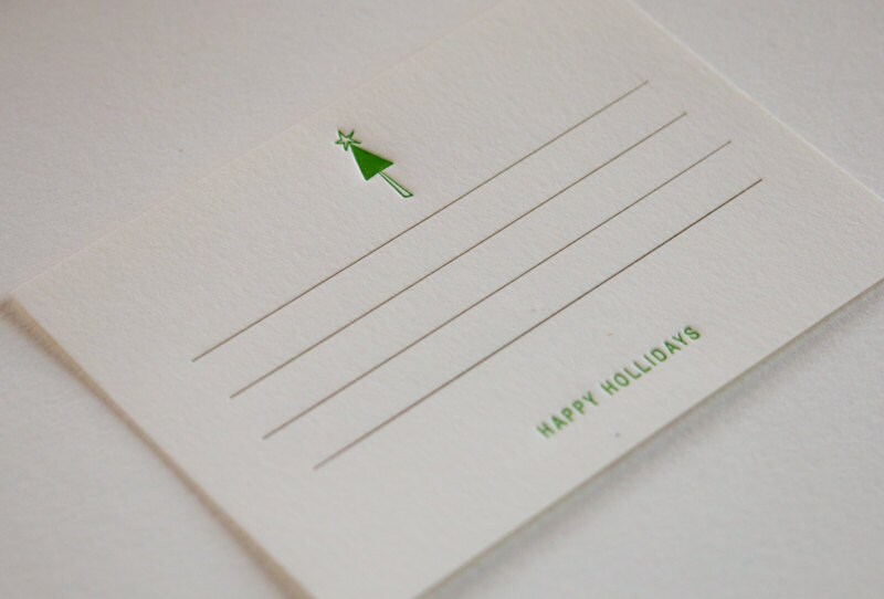 Letterpress Holiday Note Card christmas Tree Small Card, Christmas ...
