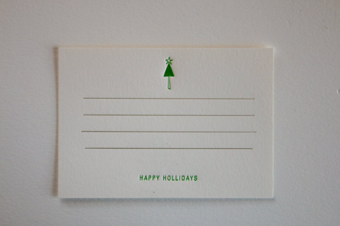 Letterpress Holiday Note Card -christmas Tree- Small Card, Christmas ...