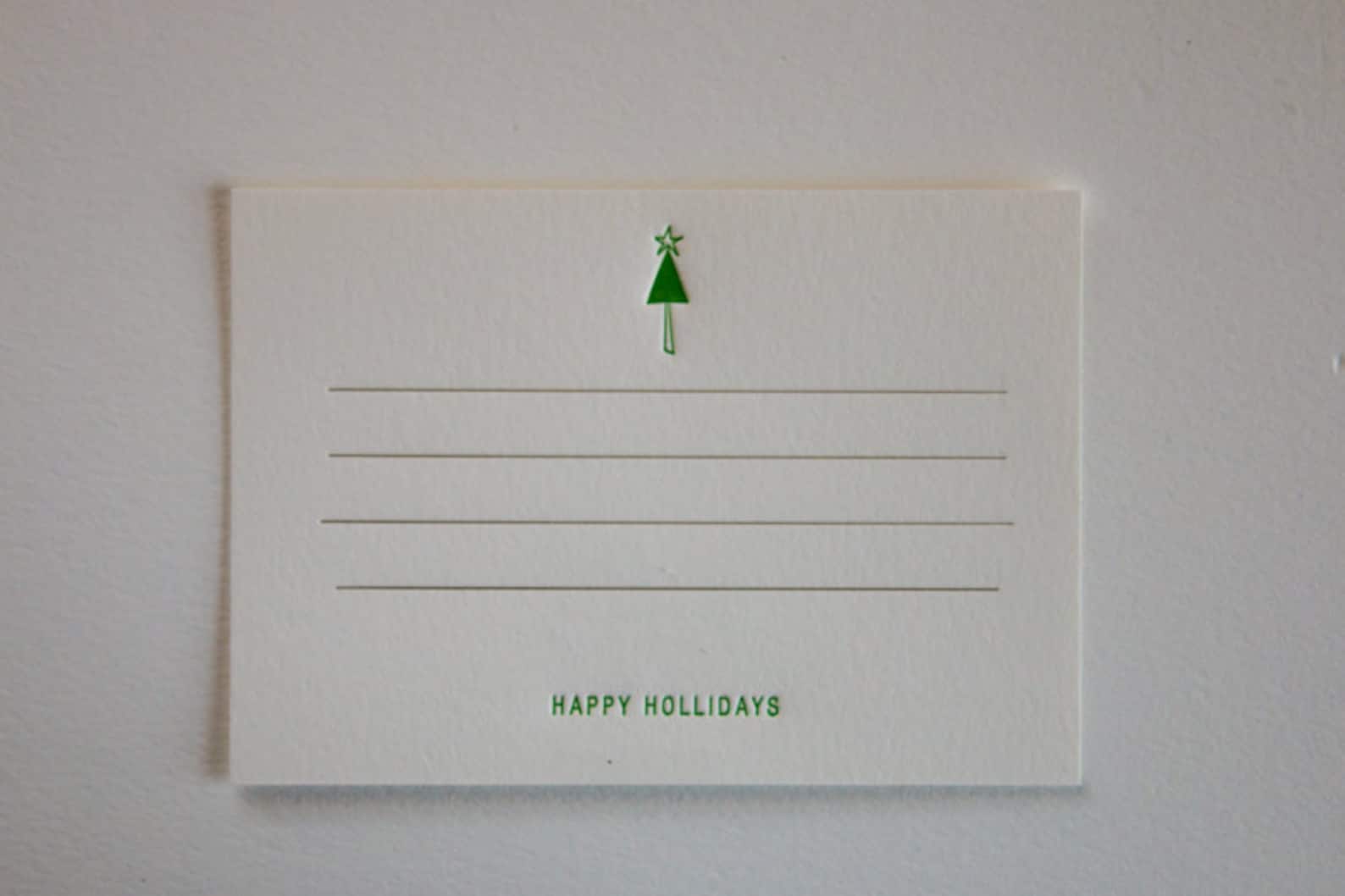 Letterpress Holiday Note Card -christmas Tree- Small Card, Christmas ...