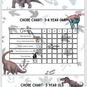 Dinosaur Toddler Chore Chart Printable | Ages 2–5 | 3 Level Chore ...