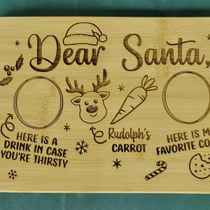 Laser Engraved Dear Santa Milk and Cookies Bamboo Cutting Board - Etsy