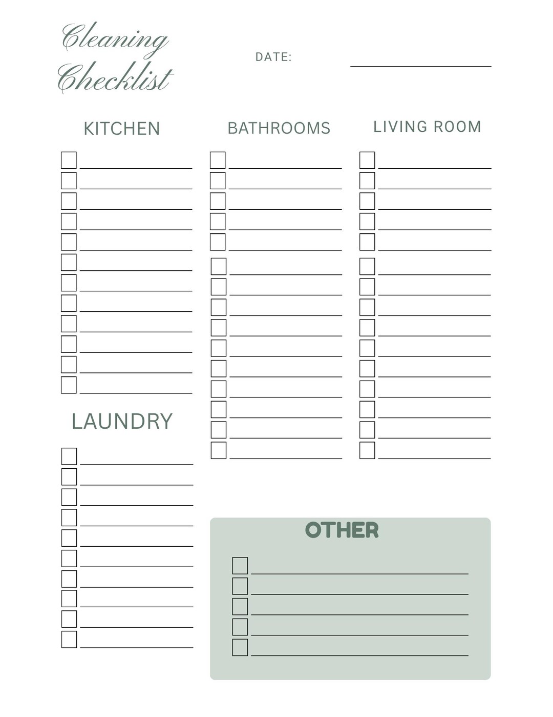 Cleaning Checklist - Etsy
