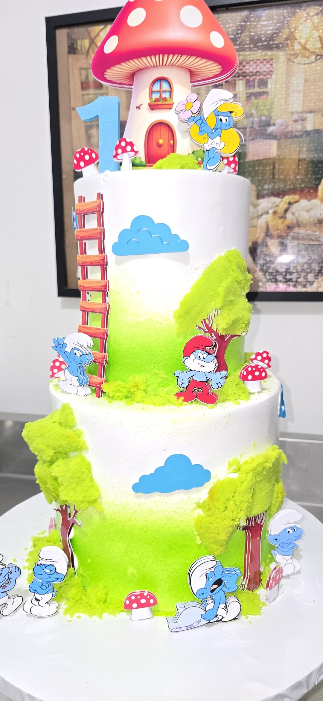 Smurfs Birthday Cake Toppers | Handmade Smurfette, Papa Smurf Party ...