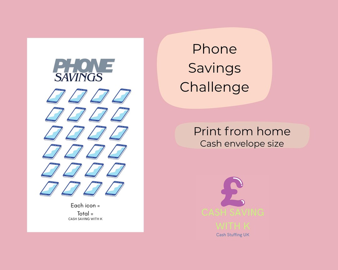Phone Saving Challenge DIGITAL DOWNLOAD - Printable Savings Challenge ...